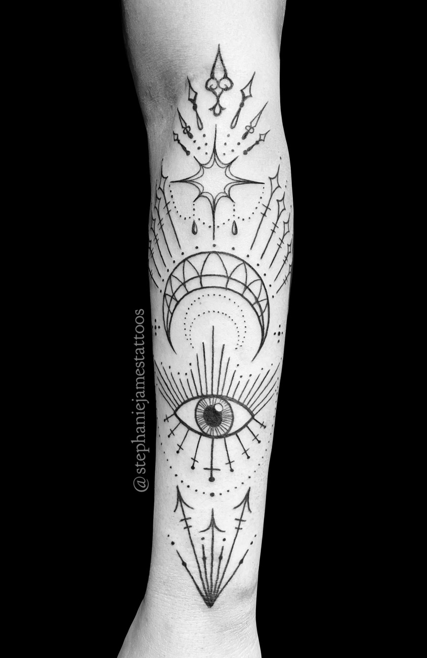 Linework, Blackwork tattoo by Stephanie James